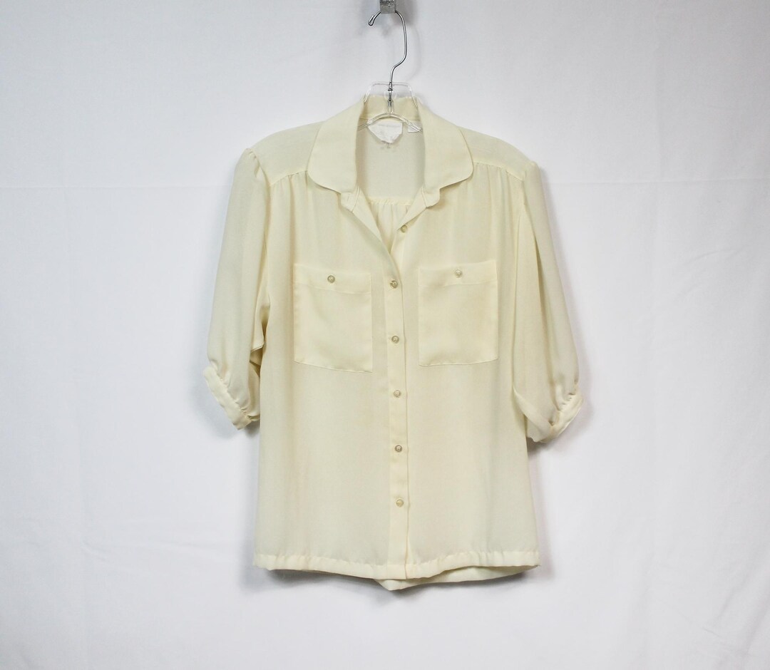 ANNE KLEIN Cream Chiffon Blouse US Size 10 - Etsy