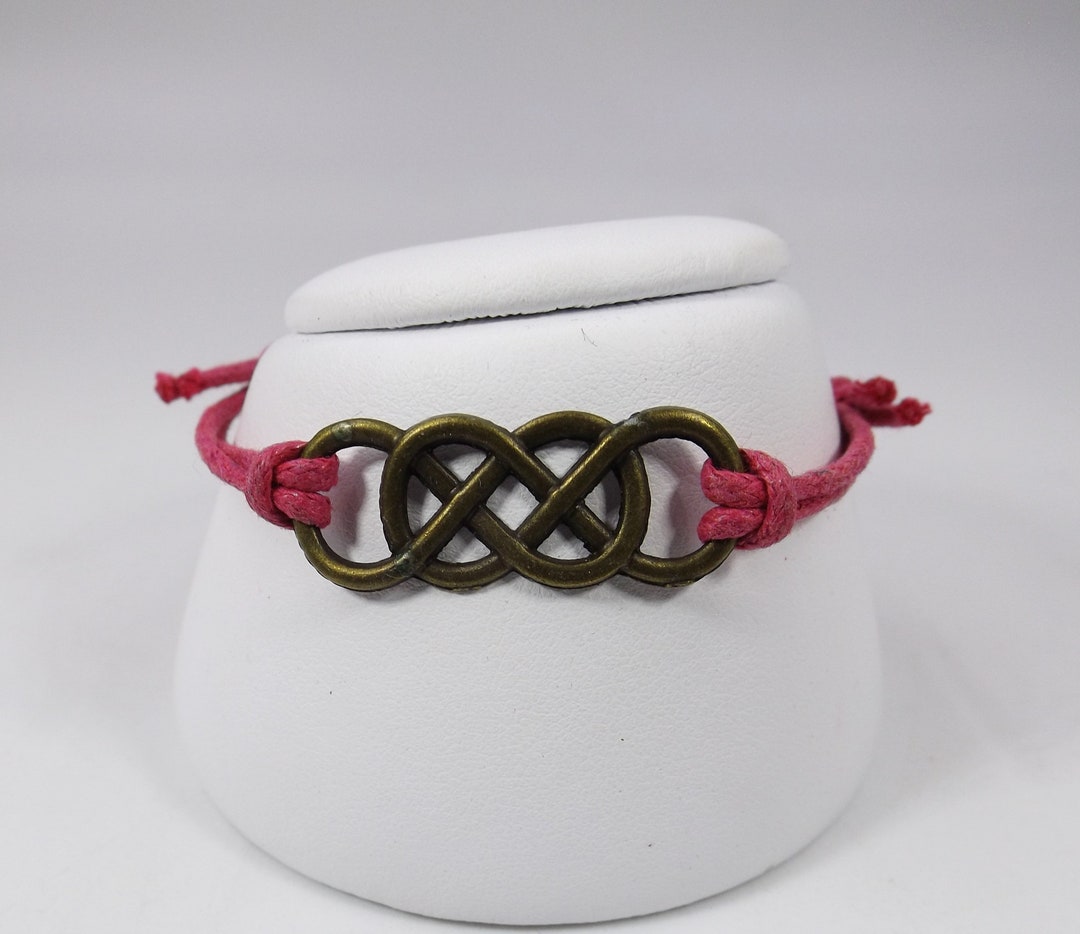 Adjustable Infinity Link Bracelet on Pink Cord - Etsy