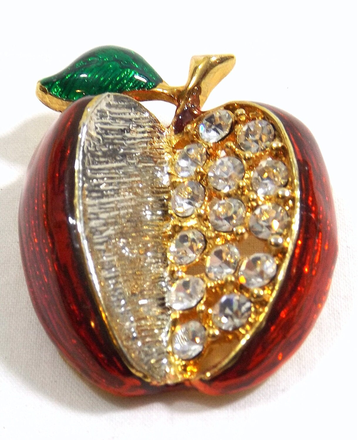 Apple Brooch and Clip on Earring Set - Etsy