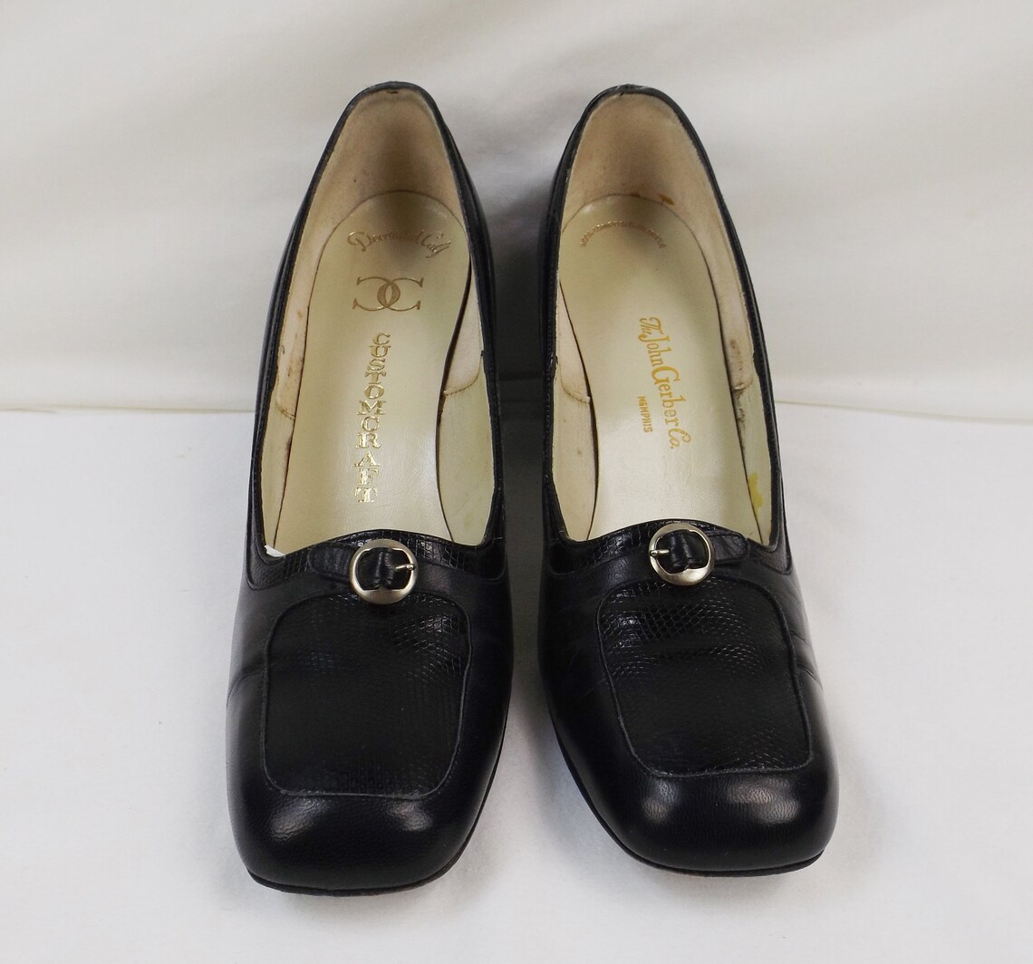 CUSTOM CRAFT Black Pumps Trimmed With Lizard US Size 8AAA Very | Etsy
