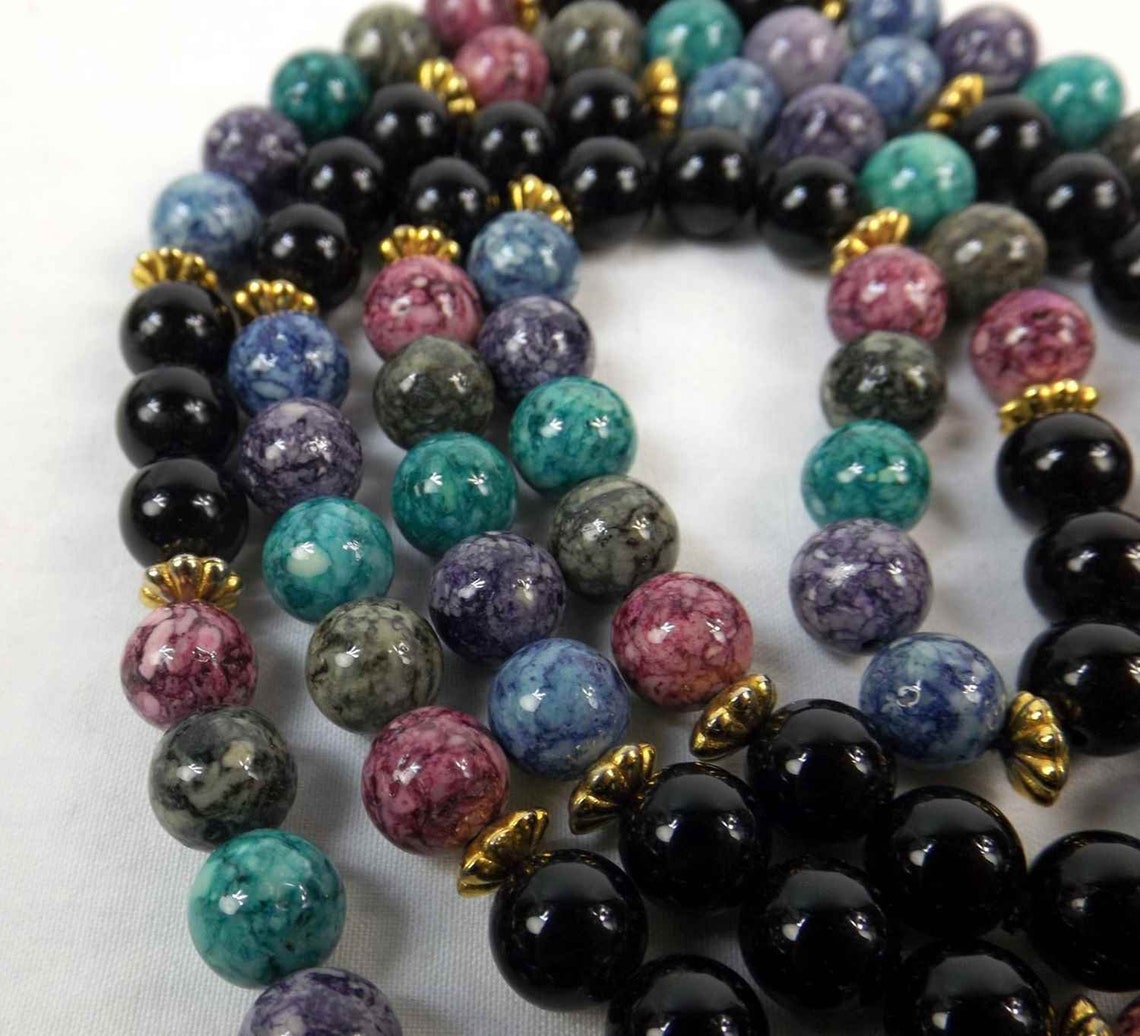 Speckled River Stone Bead Necklace | Etsy