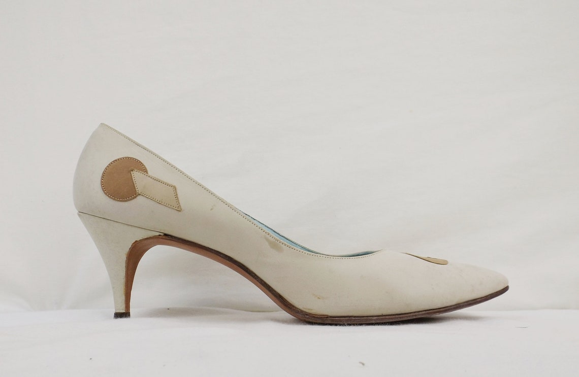 PUCCINI Rome Italy Designer Pumps in Winter White Pigskin - Etsy