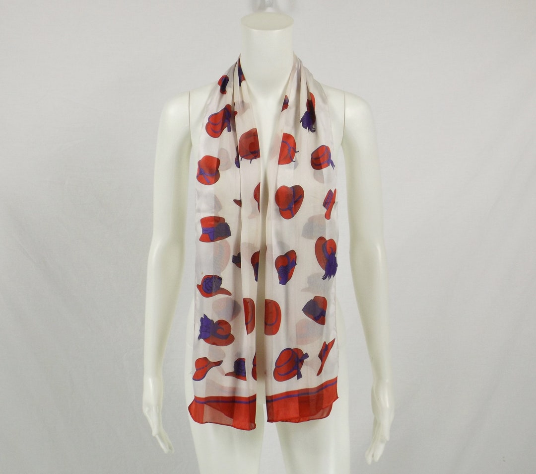 Long Rectangular Scarf Red Purple Hats on White - Etsy