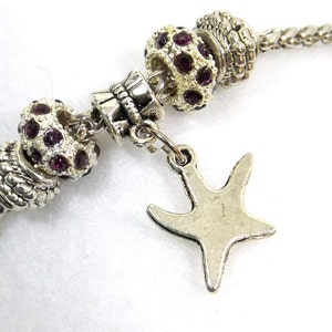 Swarovski Amethyst Crystal European Large Hole Beads and Starfish Charm ...
