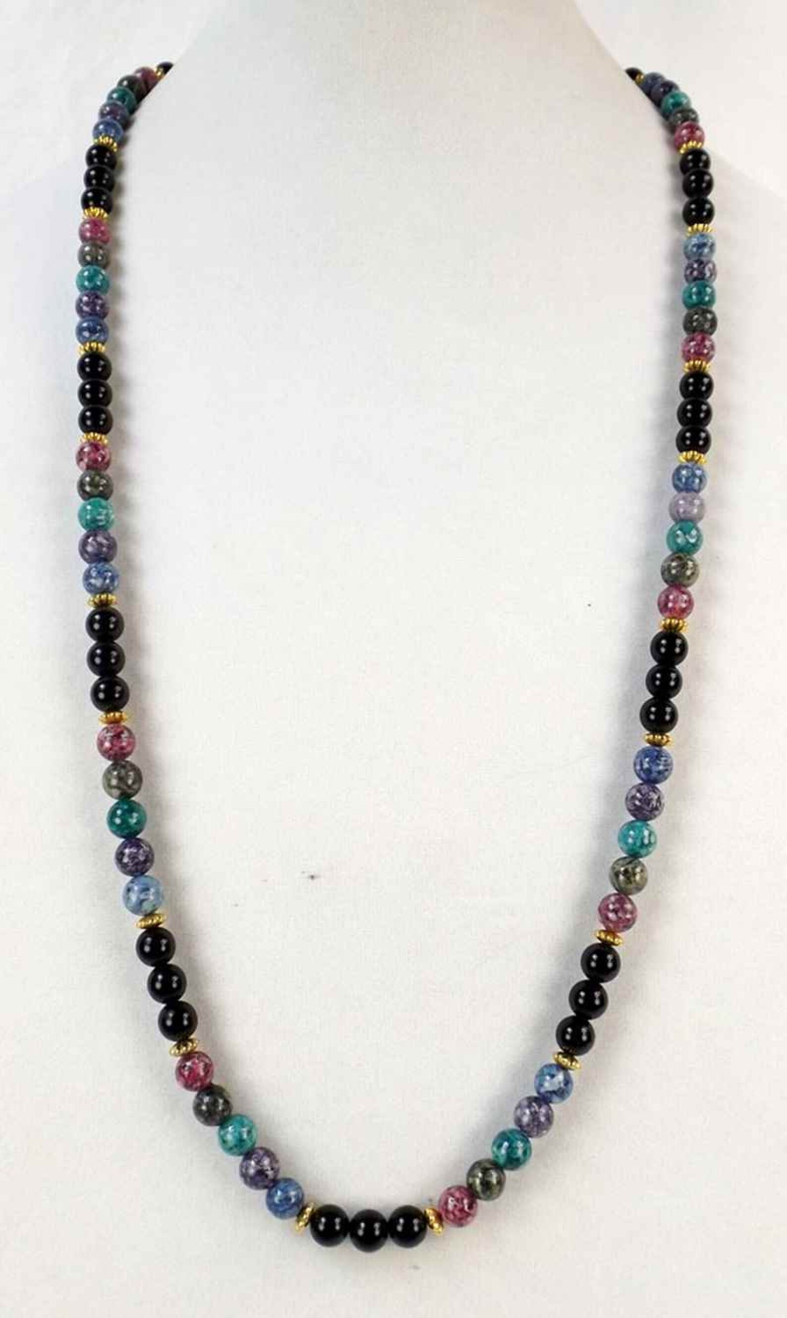 Speckled River Stone Bead Necklace - Etsy