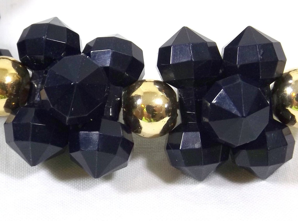 Midnight Blue Barbell Bead Necklace - Etsy