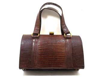 Vintage Brown Lizard Handbag - Etsy
