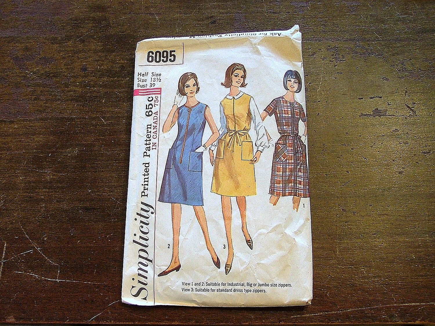 1965 SIMPLICITY Sewing Pattern 6095 Size 18-1/2 Bust 39 - Etsy