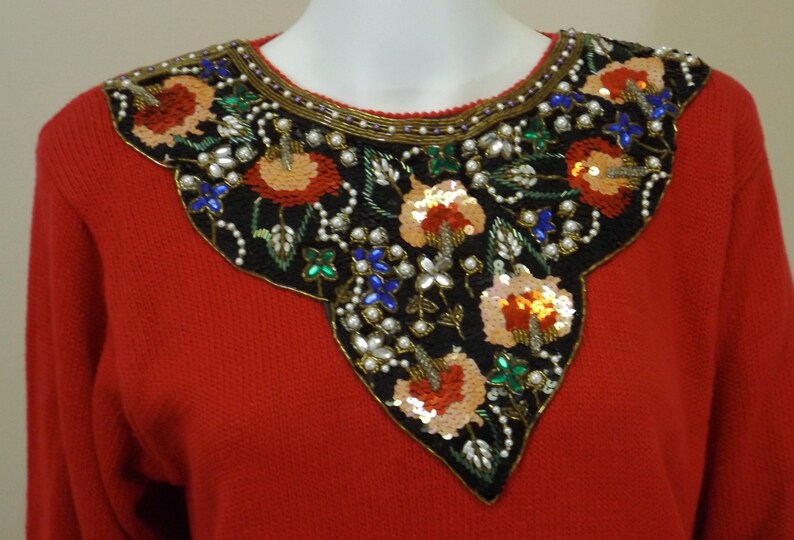 VICTORIA HARBOUR Fancy Red Sweater Size Small to Medium | Etsy