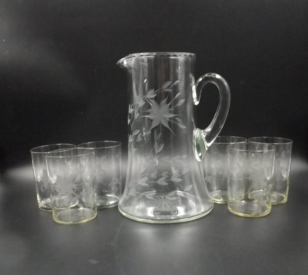 ROYAL CRYSTAL ROCK Pitcher With 6 Matching Tumblers Edelweiss - Etsy