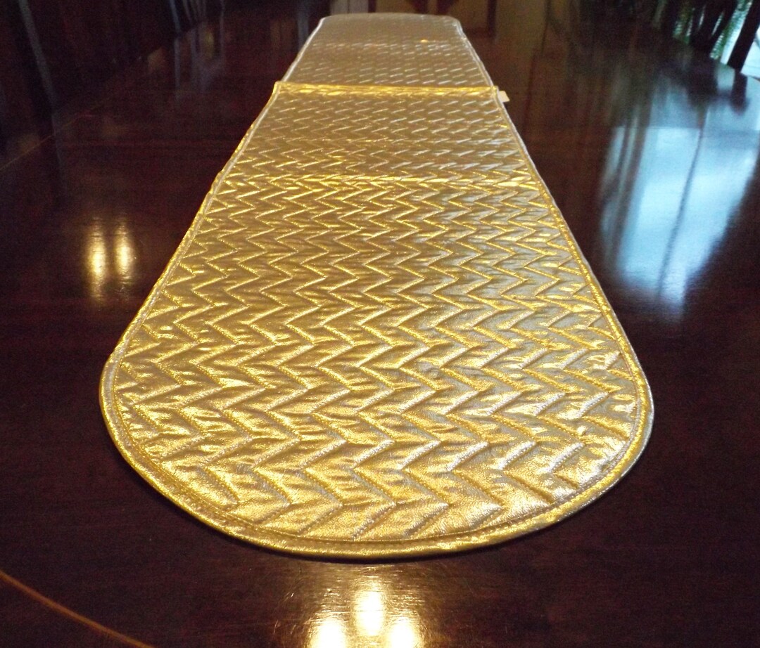 13x69" Quilted Gold Lame Reversible Table Runner - Etsy