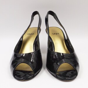 IMPO Black Patent Slingback Peep Toe Shoes US Size 8 M - Etsy