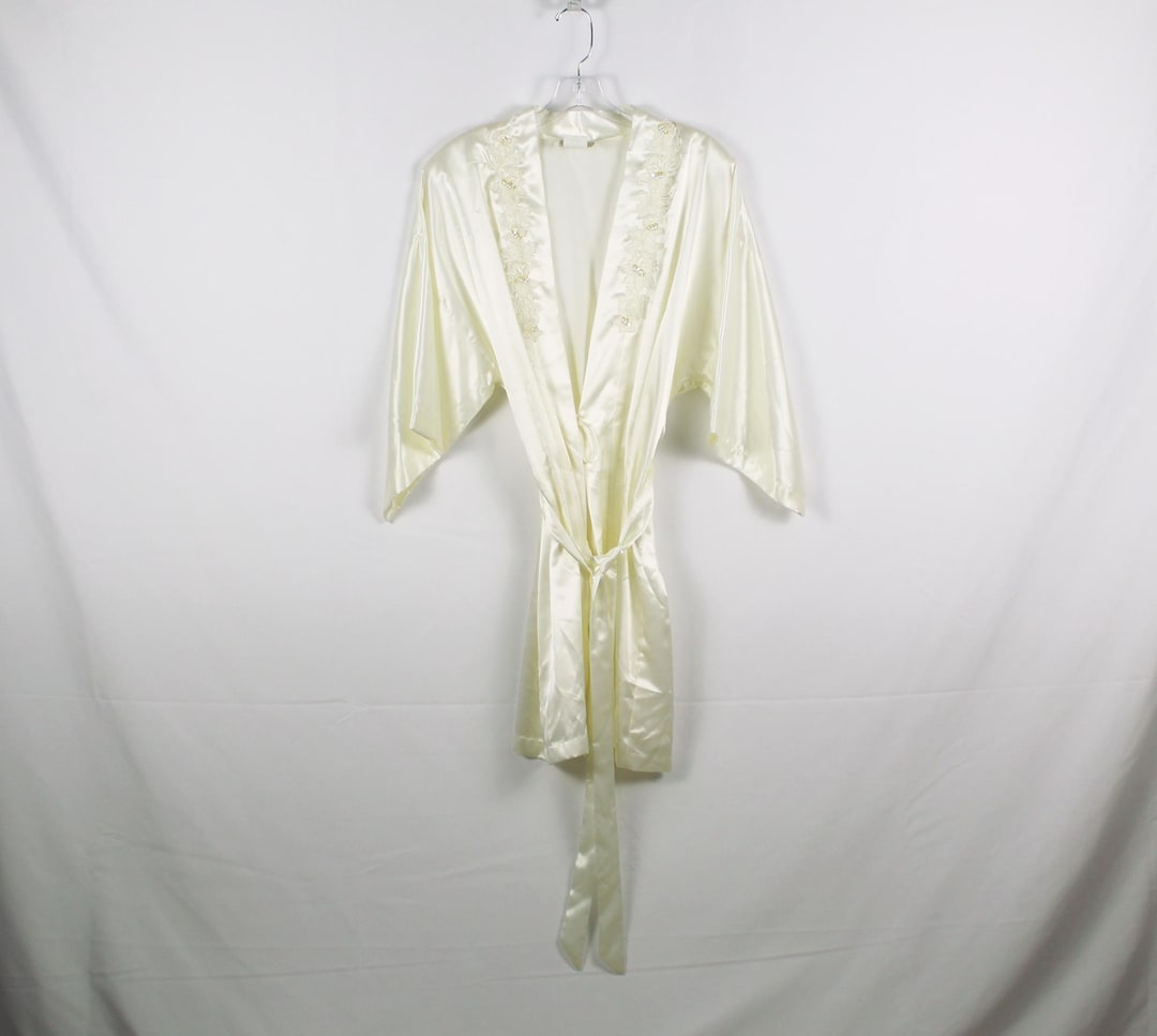 CALIFORNIA DYNASTY White Satin Wrap Style Robe US Size Large L - Etsy