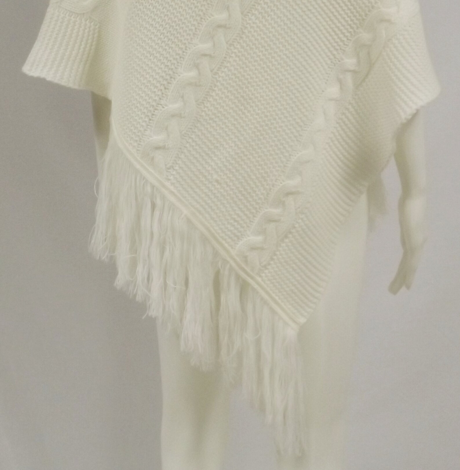Winter White Cable Knit Poncho - Etsy