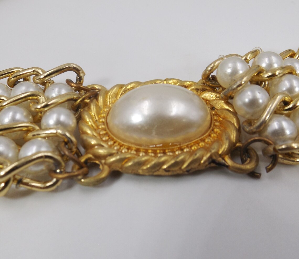Gold and Faux Pearl Chain Belt Size L to XL - Etsy