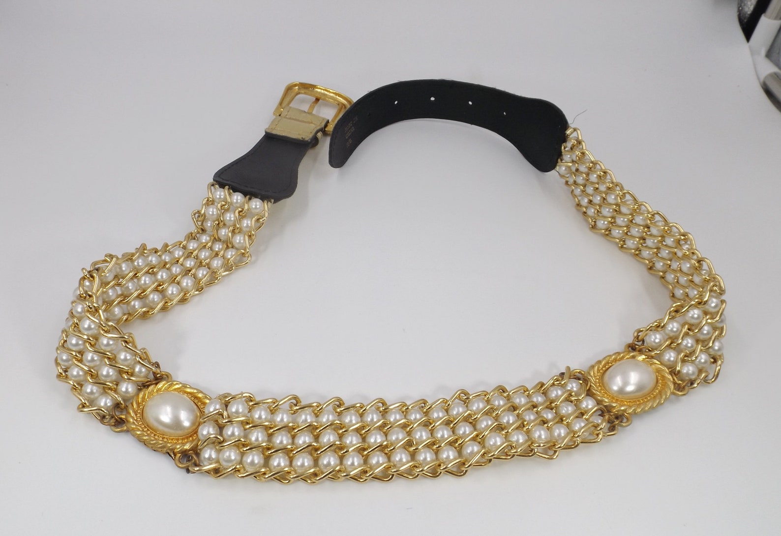 Gold and Faux Pearl Chain Belt Size L to XL - Etsy
