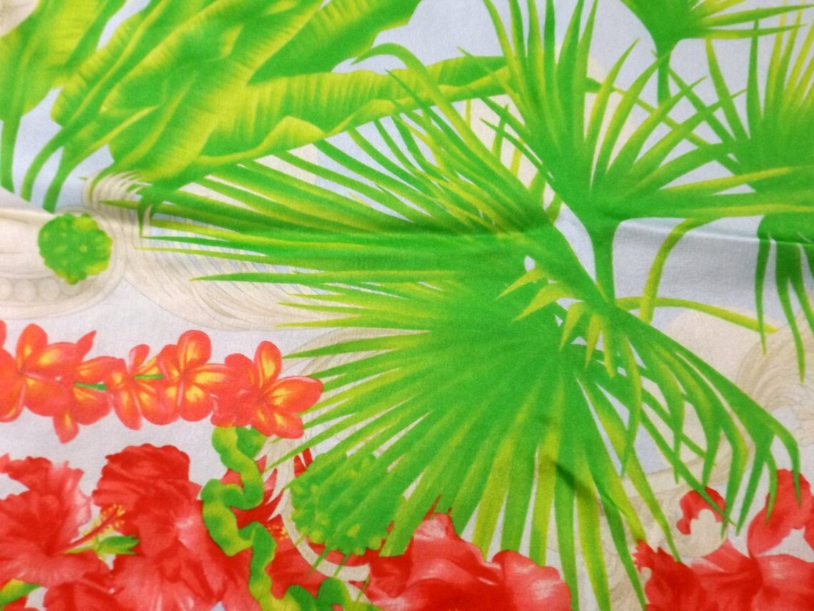 VERSACE Tropical Print Silk Scarf - Etsy