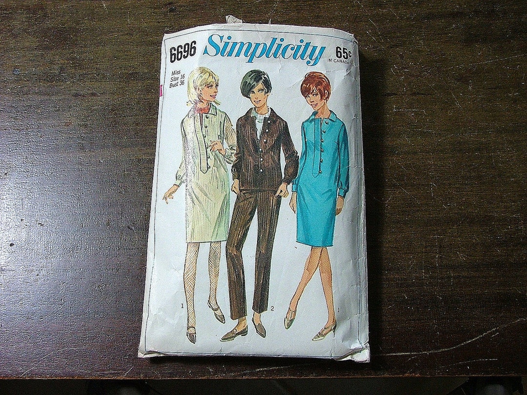 1966 SIMPICITY Sewing Pattern 6696 Size 16 Bust 36 - Etsy