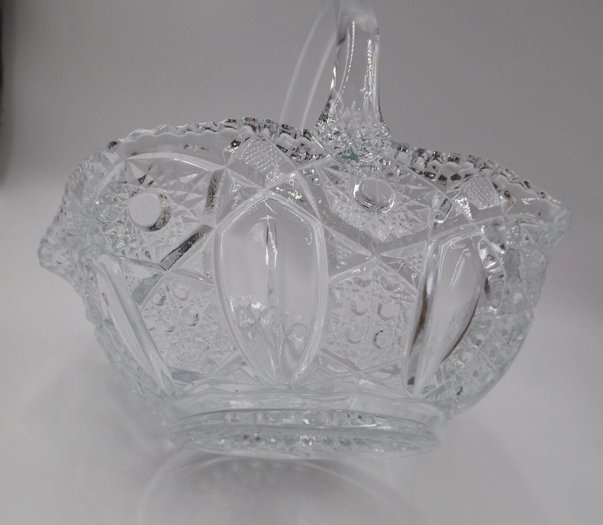 L. E. SMITH Quintec Pressed Glass Basket - Etsy