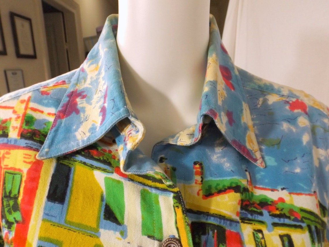 Venice Italy 100% Cotton Jacket W/ Waterfront Scene US Size | Etsy