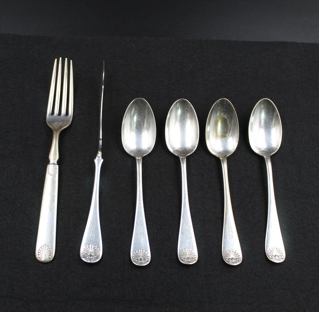 1847 Rogers Bros Silver-plated Flatware Shell Pattern Six (6) Piece Lot ...