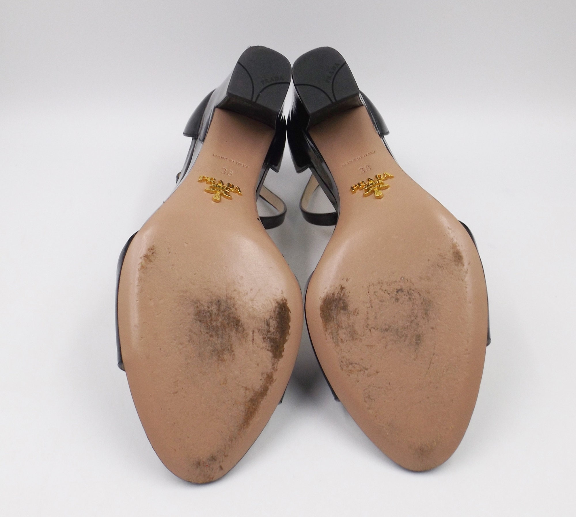 PRADA Black Patent Ankle Strap Sandals Italy Size 38 US Size PRADA Black Patent Ankle Strap Sandals Italy Size 38 US Size