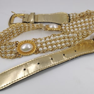 Gold and Faux Pearl Chain Belt Size L to XL - Etsy