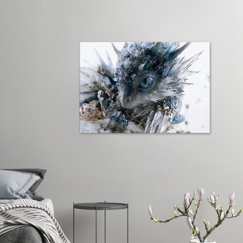 Cute Ice Dragon Canvas Print – High-resolution Dragon Wall Art ...