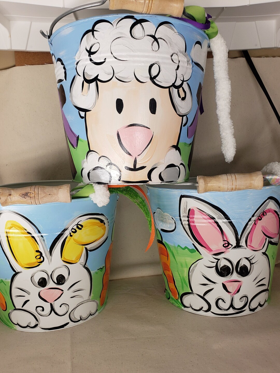 Personalized Easter Basket Hand Painted Pail Easter Pail - Etsy