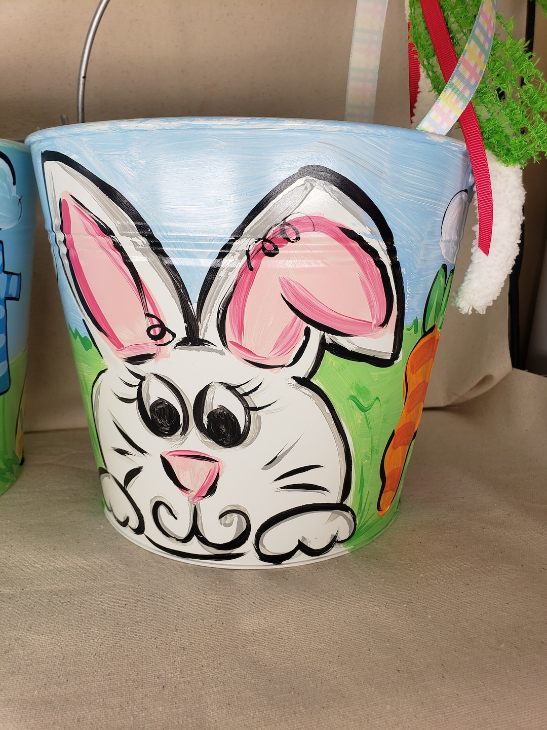Personalized Easter Basket, Hand Painted Pail, Easter Pail, Photo Prop ...