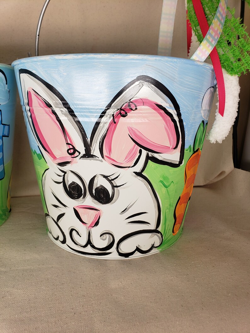 Personalized Easter Basket Hand Painted Pail Easter Pail - Etsy