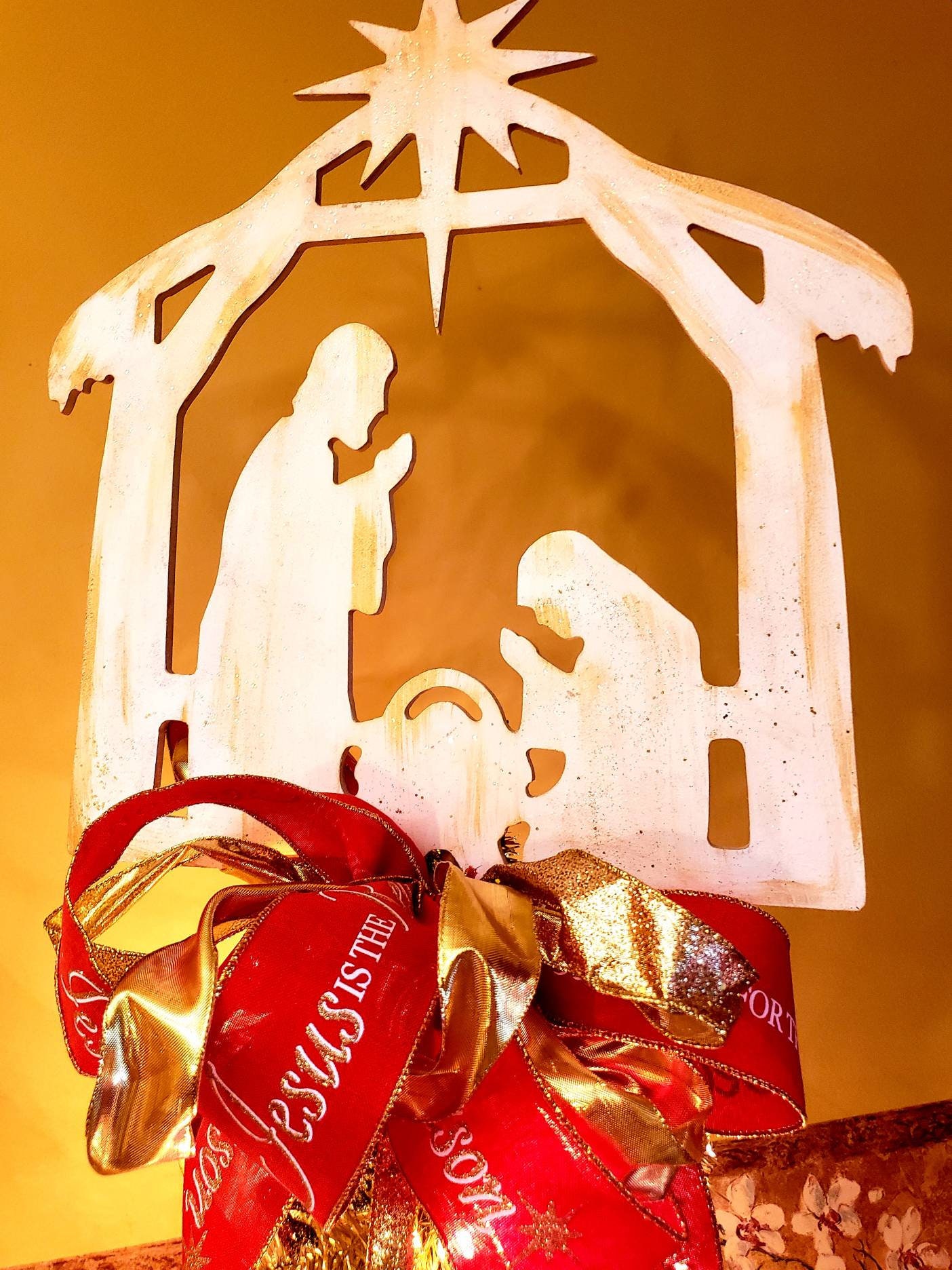 Manger Tree Topper, Jesus is the Reason, Christmas Tree Topper ...