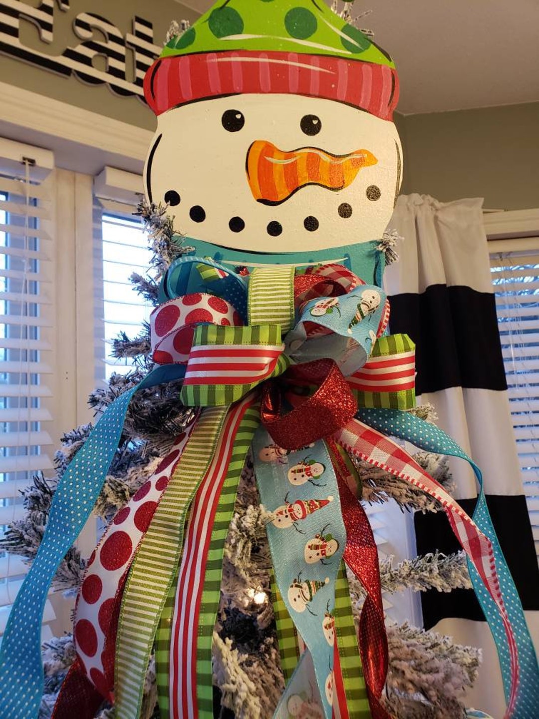 Snowman Tree Topper - Christmas Tree Topper - With or Without Bow ...