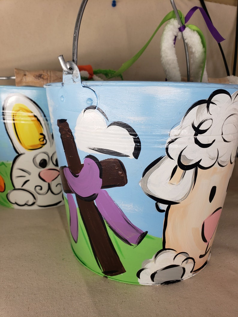 Personalized Easter Basket Hand Painted Pail Easter Pail - Etsy