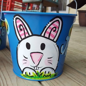 Large Round Pail Personalized Hand Painted Easter Bucket Metal Pail ...