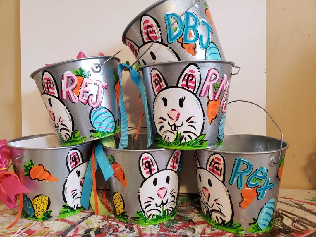 Personalized, Easter Basket, Hand Painted Pail, Easter Pail, Photo Prop ...