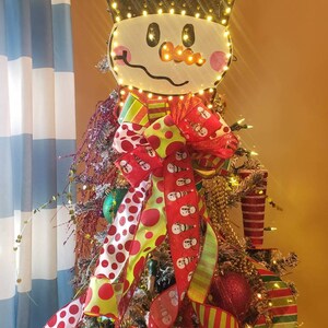 Snowman Tree Topper, Traditional Christmas Colors, Tree Topper With ...