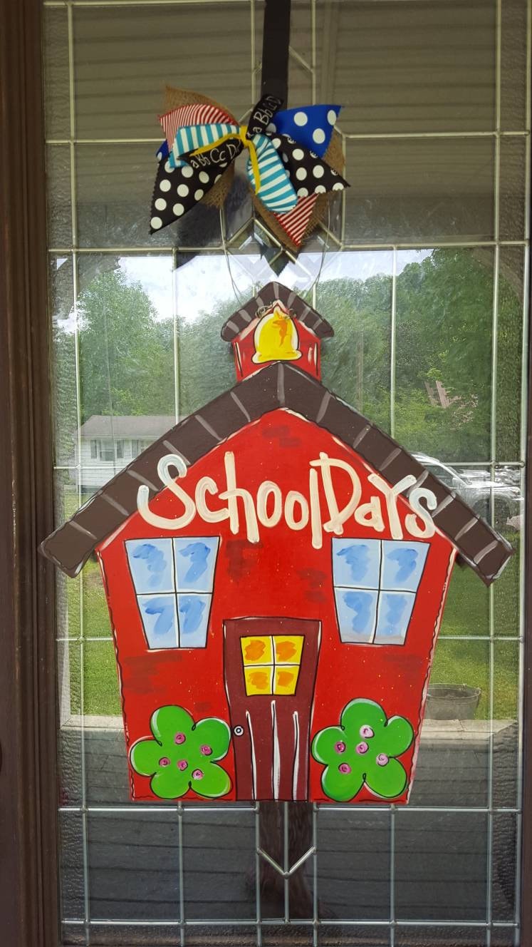 Hand Painted School House Door Hanger, Teacher Gift, Classroom Decor - Etsy