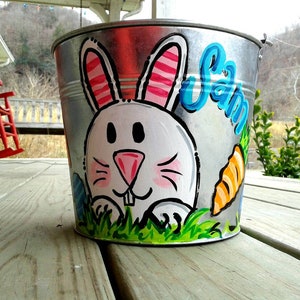 Personalized, Easter Basket, Hand Painted Pail, Easter Pail, Photo Prop ...