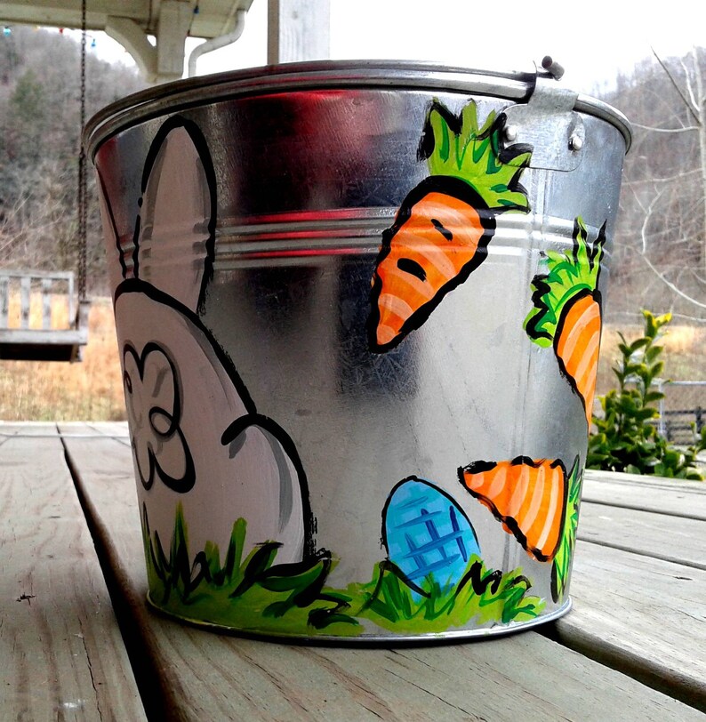 Personalized Easter Basket Hand Painted Pail Easter Pail - Etsy