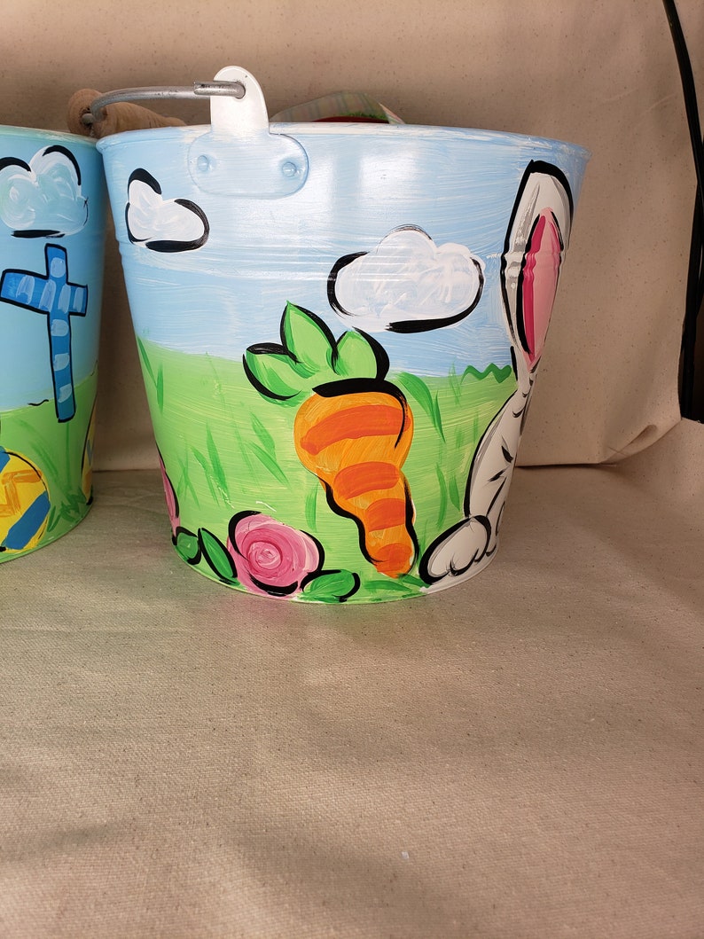 Personalized Easter Basket Hand Painted Pail Easter Pail - Etsy