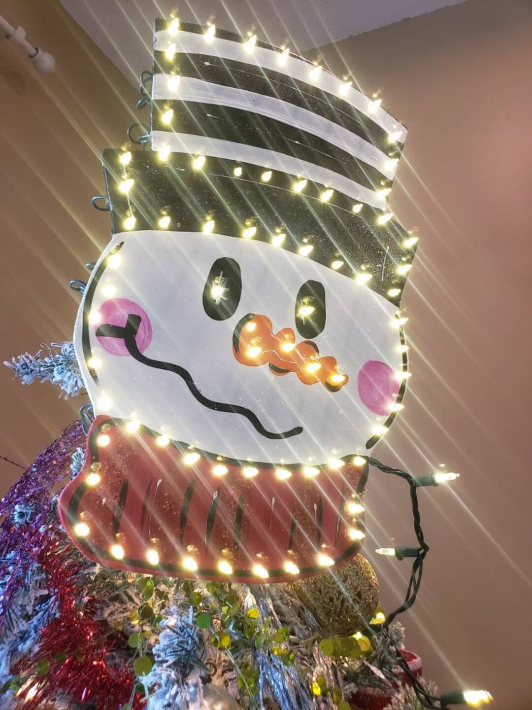 Snowman Tree Topper, Traditional Christmas Colors, Tree Topper With ...