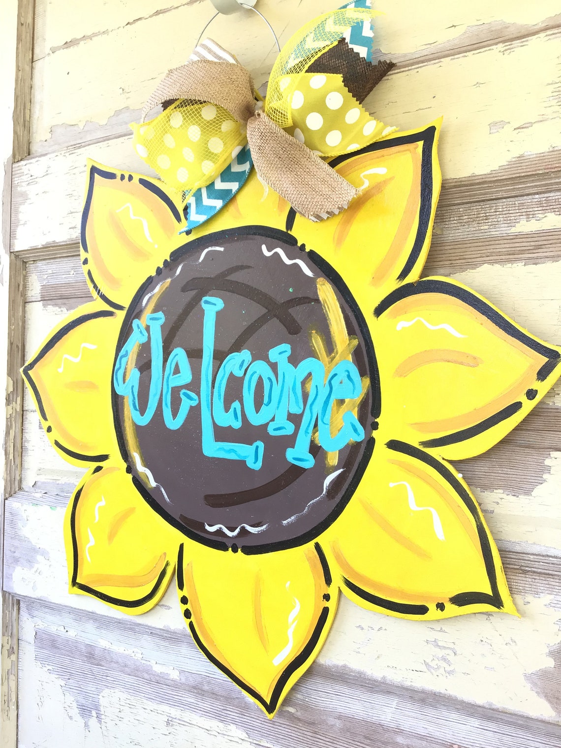 Personalized Door Hanger Sunflower Wreath Sunflower Door - Etsy