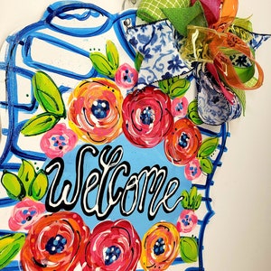 Personalized Hand Paintes Door Hanger Chinoiserie Blue White Bright ...