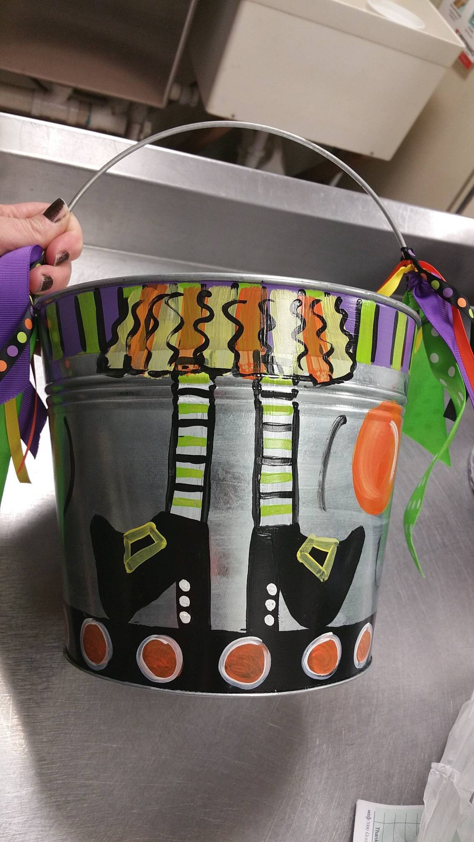 8.5 Big Round Pail Personalized Hand Painted Halloween Bucket | Etsy