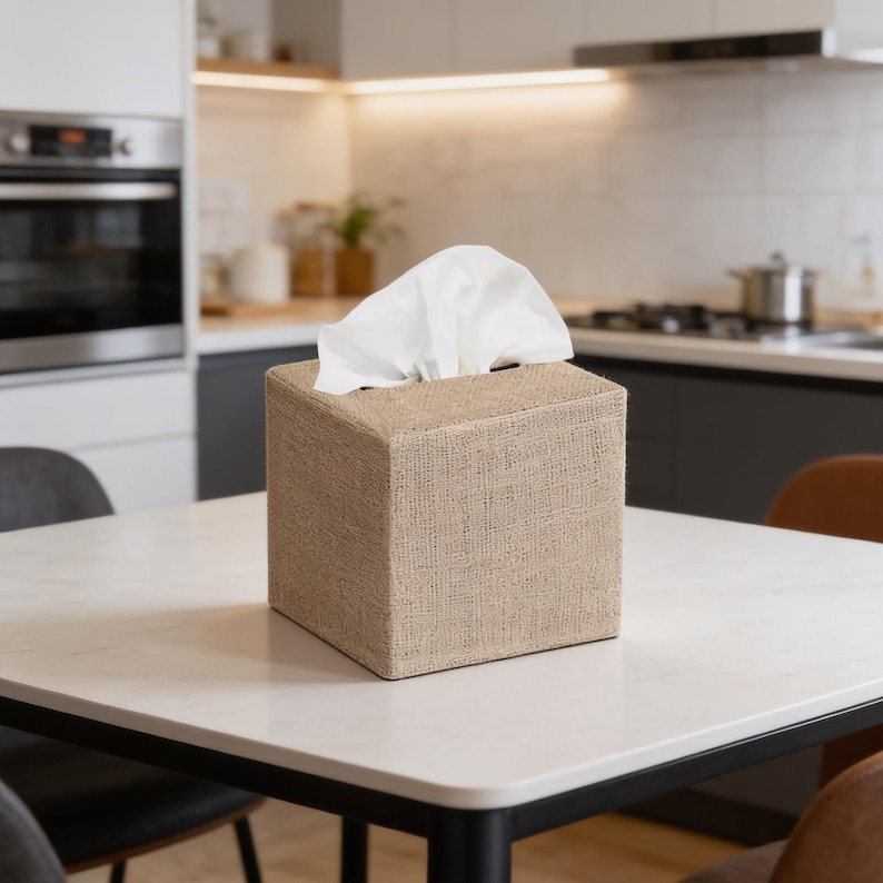 Linen Tissue Box Cover Cube Tissue Holder Woven Tissue Box Japanese ...