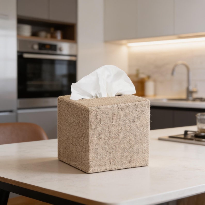 Linen Tissue Box Cover Cube Tissue Holder Woven Tissue Box Japanese ...