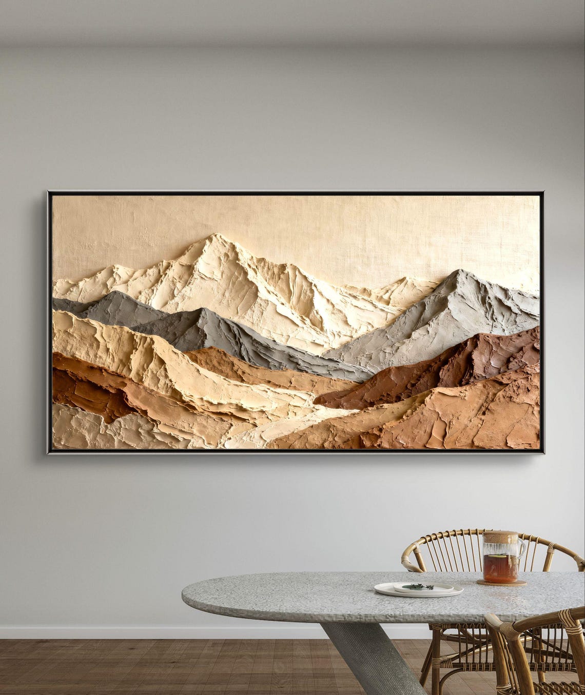 Textured Mountain Landscape Minimalist Beige Taupe Earth Tone Abstract ...