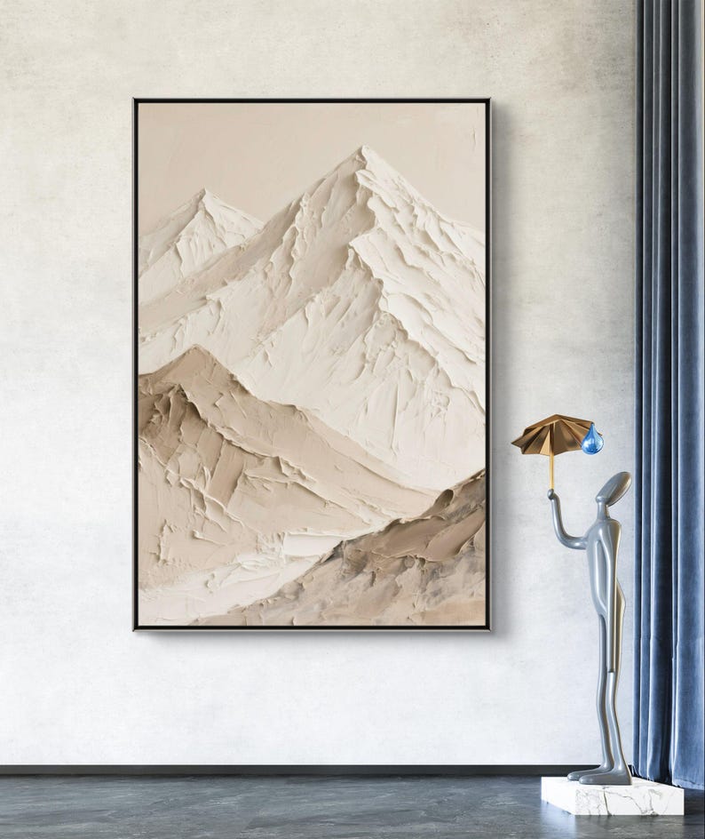 Textured Mountain 3D Wall Art Minimalist Beige Taupe Earth Tone ...