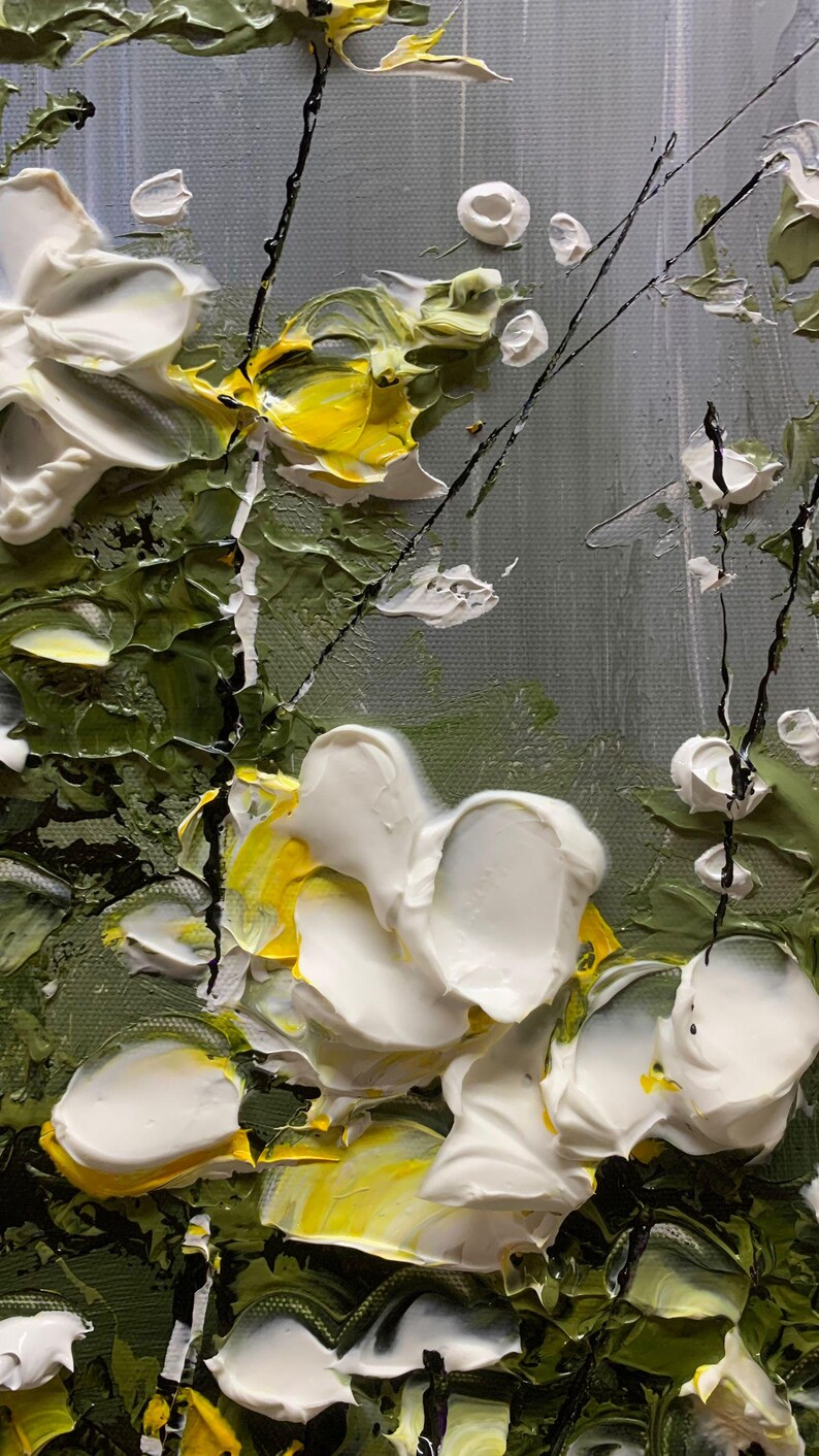 Vertical Green Forest Painting Abstract White Floral Wall Art - Etsy UK